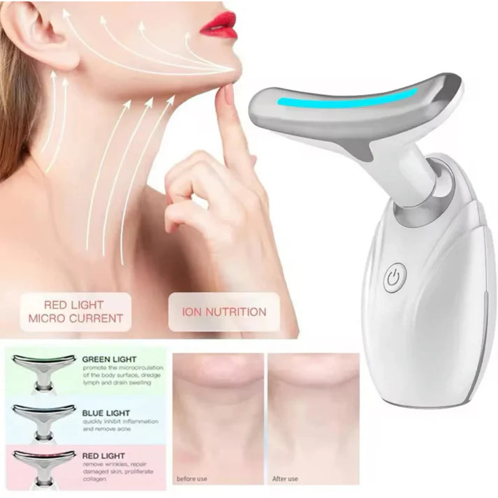 Digital Massager for Facial and Neck – LED Light Therapy & Microcurren ...